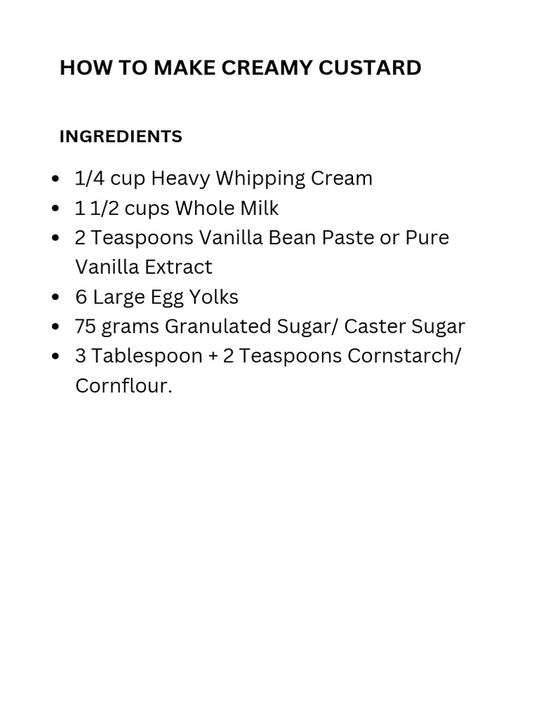 Creamy Custard Recipe Guide | PDF