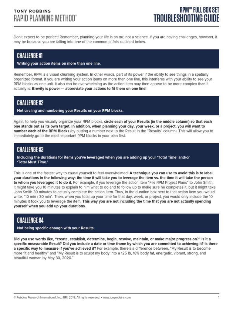 RPM Planner Troubleshooting Guide | PDF | Cognitive Science | Cognition