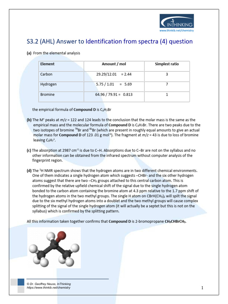 A4. s3.2 (Ahl) Identification From Spectra (4) Question | PDF