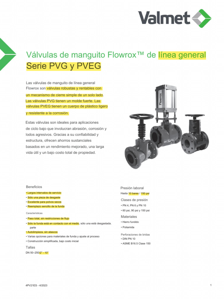 Valvula Pinch Flowrox PVG Pveg | PDF