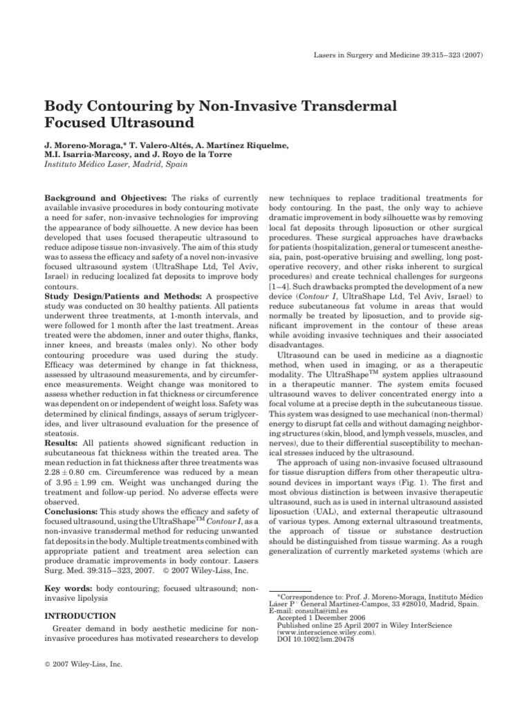 Non-Invasive Ultrasound Body Contouring | PDF | Ultrasound | Surgery