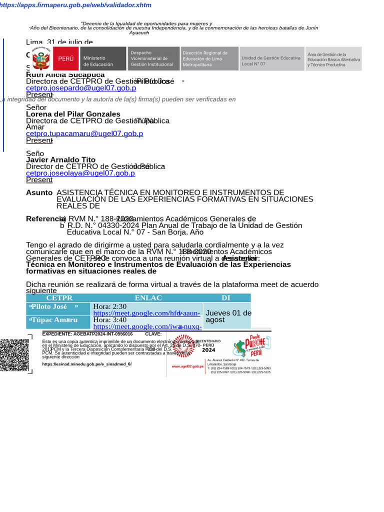 AT MONITOREO CETPRO.-oficio-multiple-171-2024-cetpro | PDF