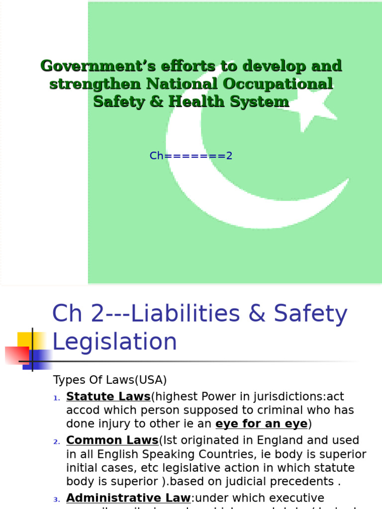 Lecture Safety Laws | PDF | Occupational Safety And Health | Legal ...