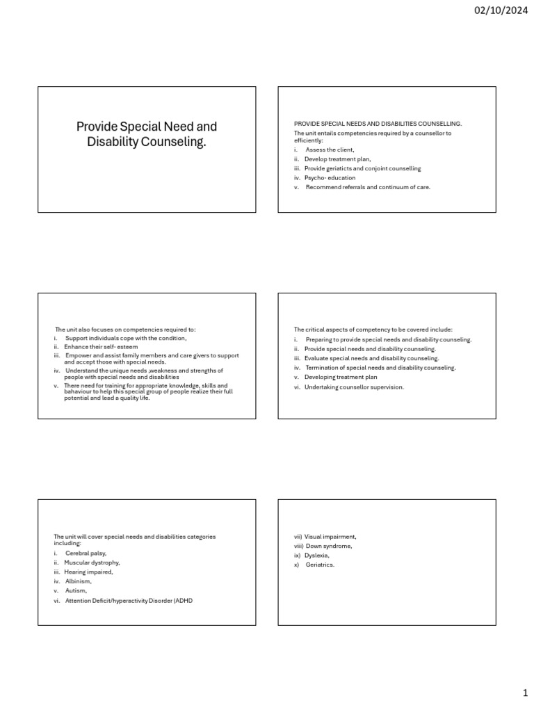 Provide Special Need and Disability Counseling | PDF | Cerebral Palsy ...