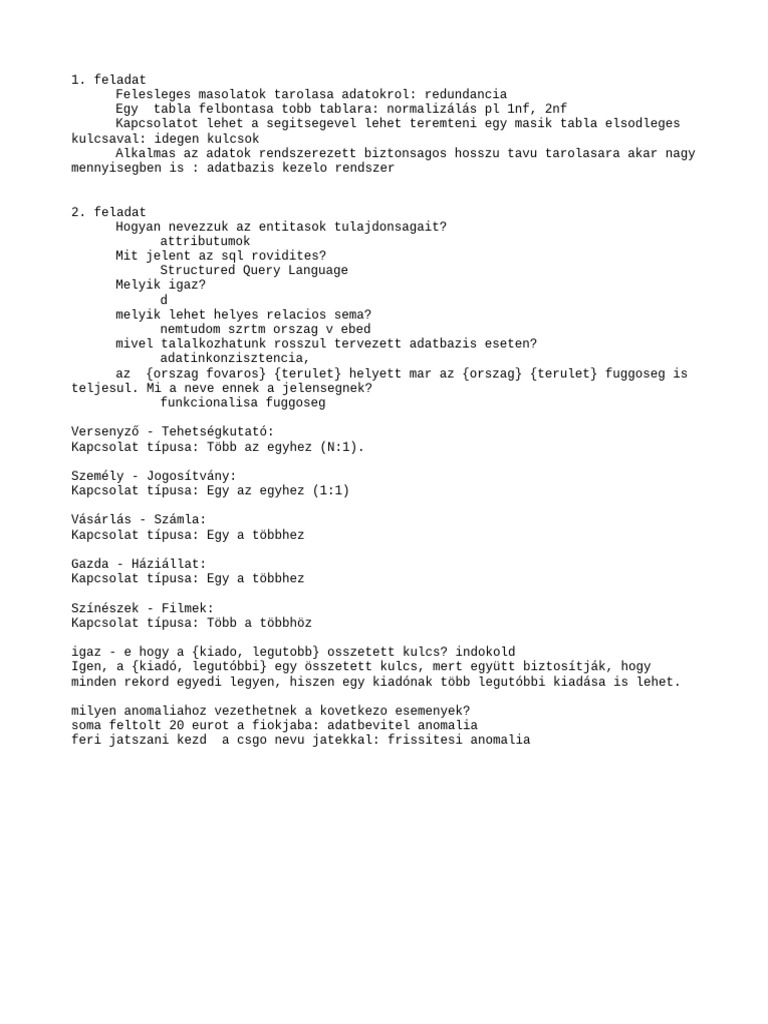 Adatbazis Doga | PDF