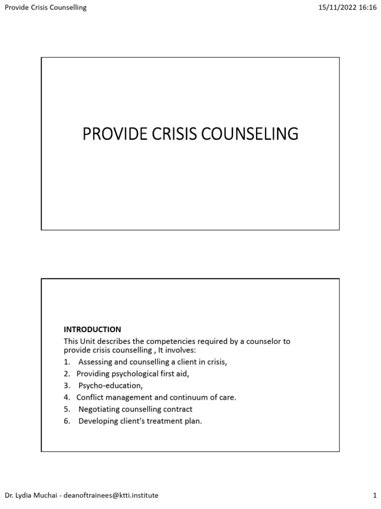 Provide Crisis Counselling - 15TH Nov 2022 | PDF | Mental Disorder ...