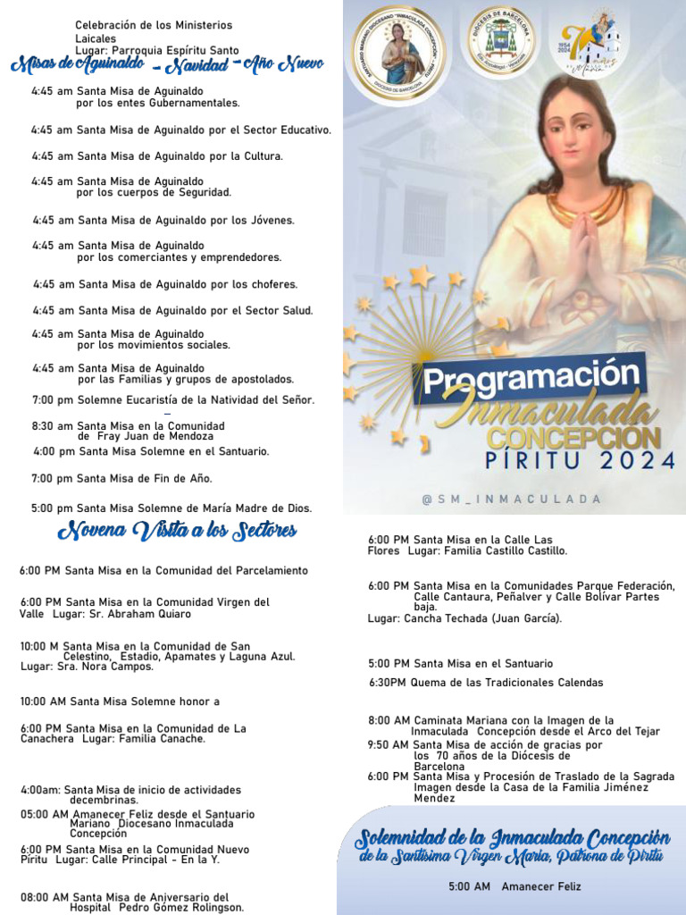 Programacion Inmaculada 2024 Diptico 3 | PDF | Fiestas cristianas y ...