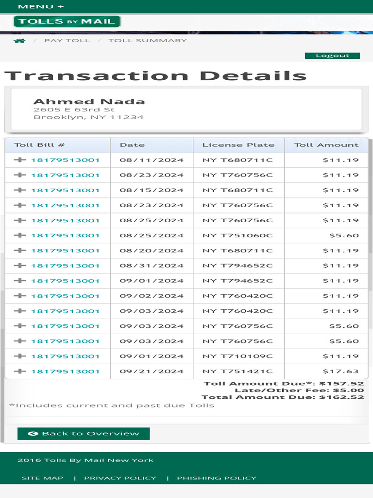 Tolls by Mail New York | PDF