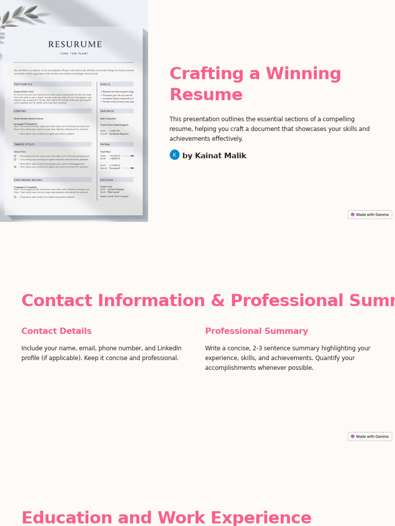 Crafting A Winning Resume | PDF | Résumé | Skill