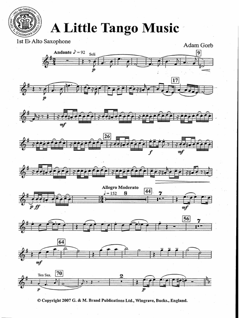 (CB) - A Little Tango Music - Adam Gorb - Alto Sax 1 | PDF