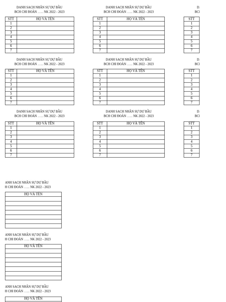 Mau Phieu Bau BCH | PDF