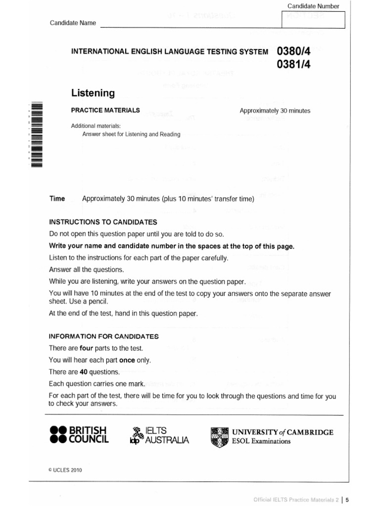 Mock Listening Test - @ieltszonefergana | PDF