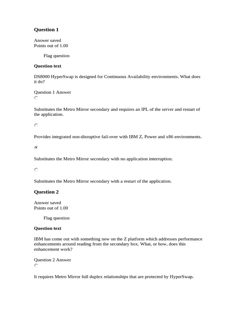 IBM DS8000 Family Enterprise Disk Storage Technical Sales Level 3 Quiz ...