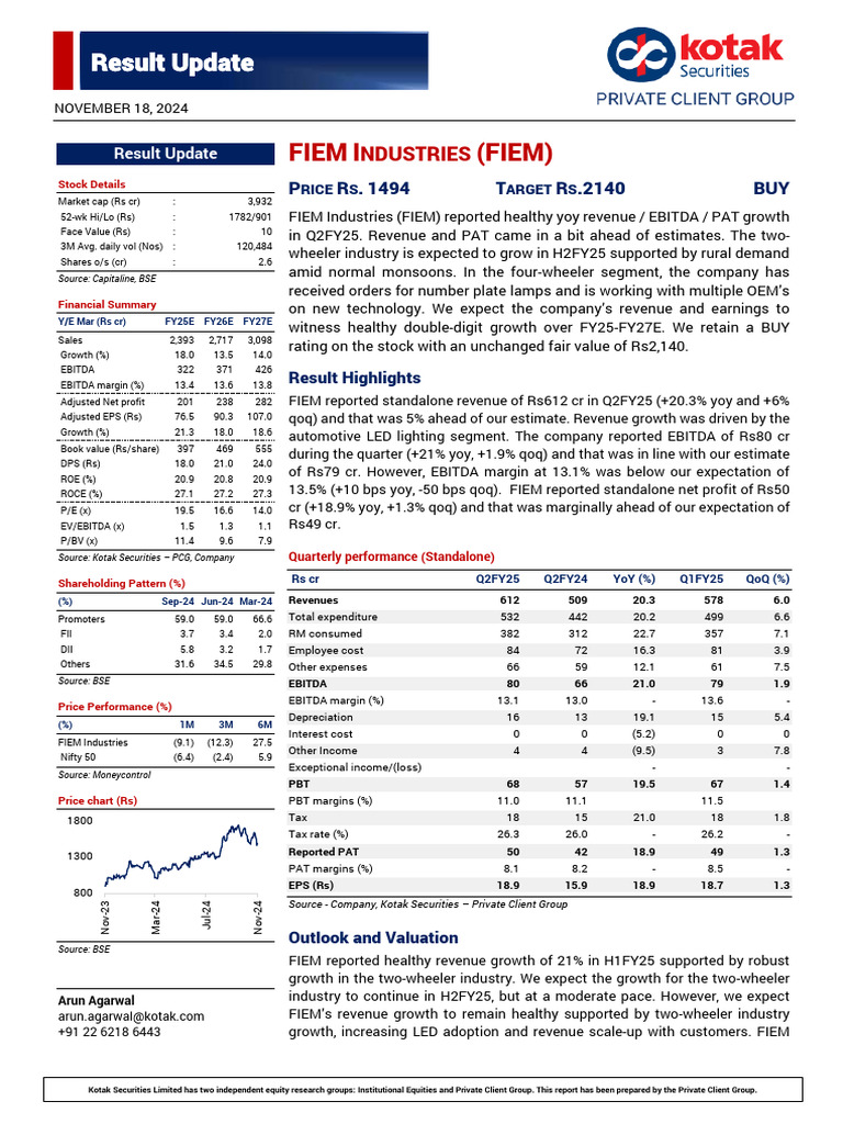 1 FIEM Industries - Q2FY25 Result Update - 18 Nov 2024 | PDF ...