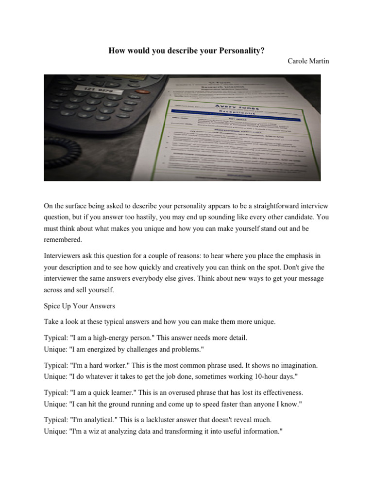 2how Would You Describe Your Personality | PDF | Cognition