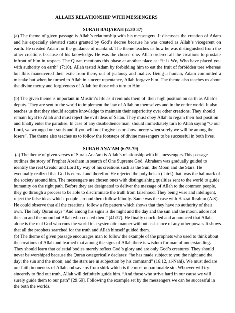 Allah's Bond with His Messengers | PDF | Prophets And Messengers In ...