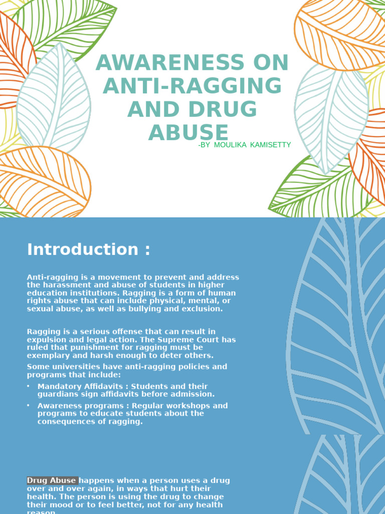 Awareness On Anti-Ragging and Drug Abuse | PDF | Substance Abuse | Mental Disorder