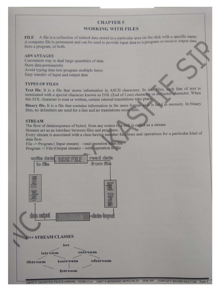 Chapter 5 Working With Files Scanned Notes | PDF
