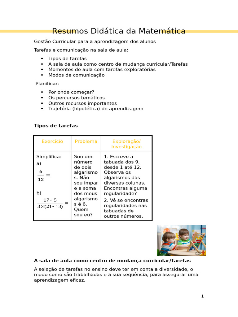 Resumos Didática Da Matemática | PDF | Pensamento | Matemática