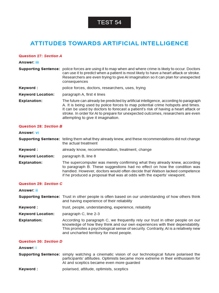 Test 54 Attitudes Towards Artificial Intelligence | PDF | Intelligence ...
