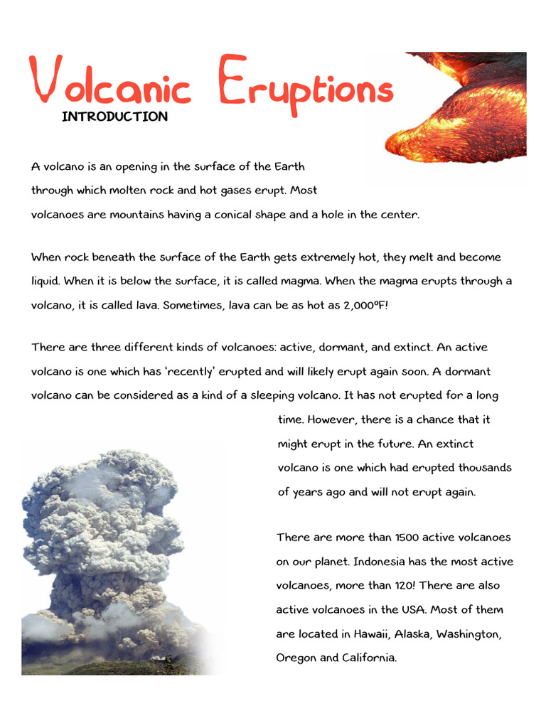 Volcano Activity Worksheet | PDF | Volcano | Types Of Volcanic Eruptions