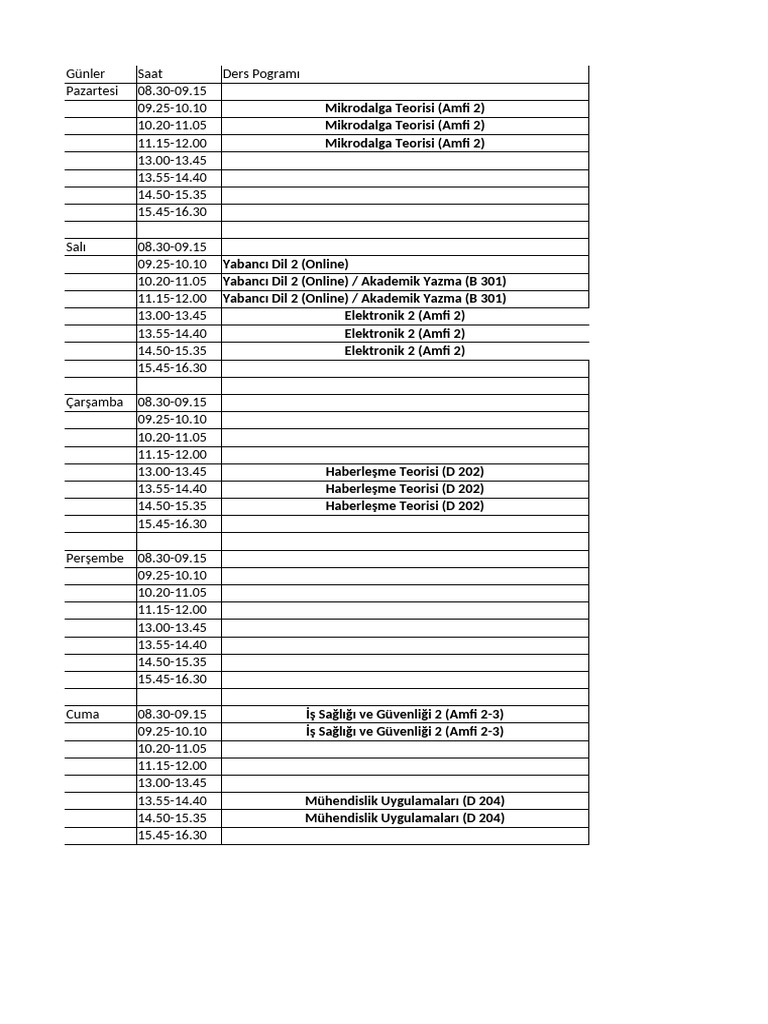 EEM Ders Programı | PDF