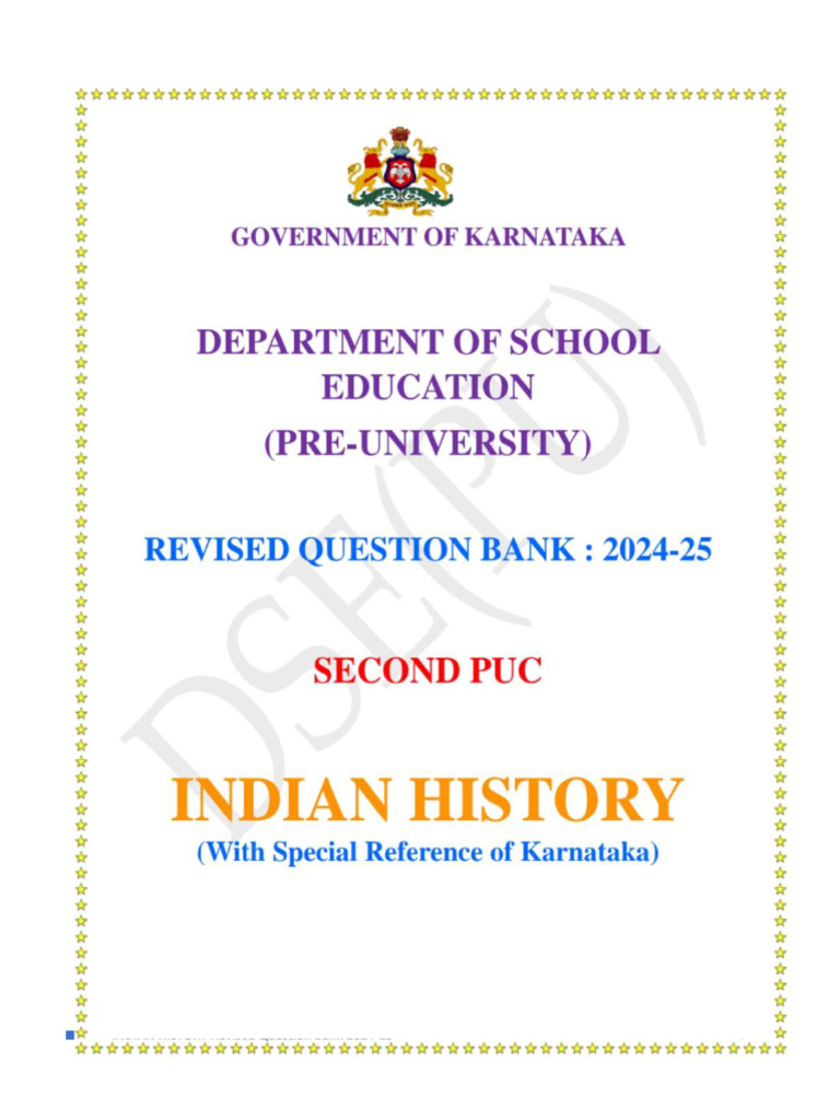 2nd PU EM New Indian History Revised Question Bank 2024-25 | PDF
