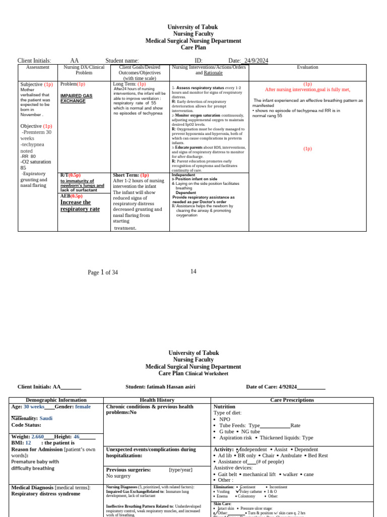 Clinical Handbook - NUR 1301 - 2024-2025 | PDF | Preterm Birth | Allergy