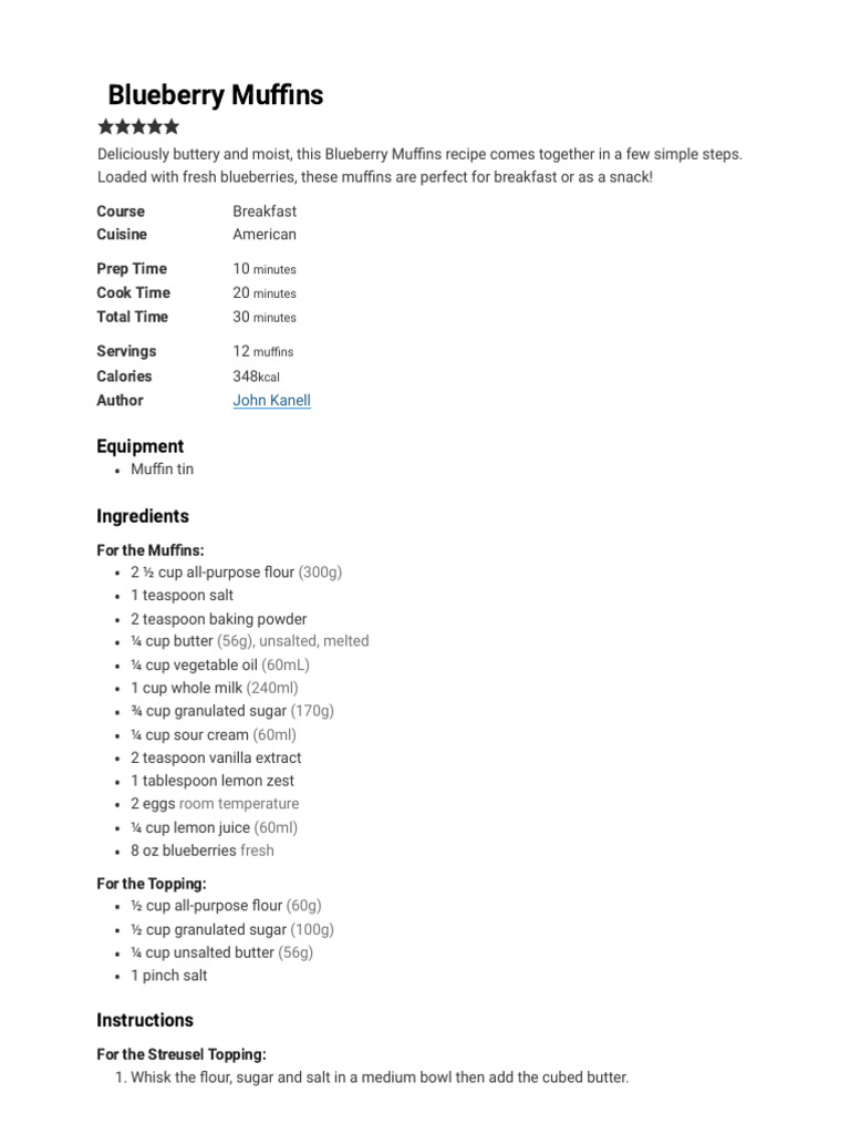 Blueberry Muffins - Preppy Kitchen | PDF | Muffin | Batter (Cooking)