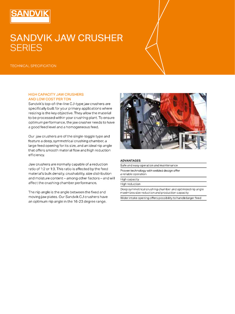 Sandvik Jaw Crusher J11 | PDF