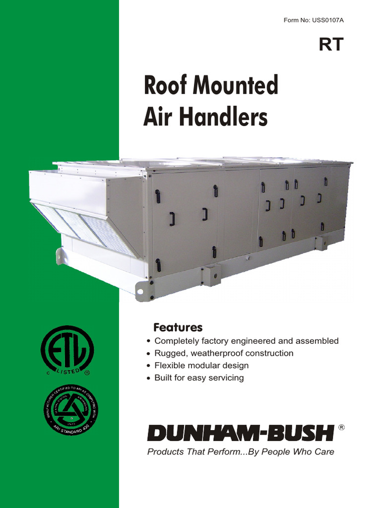 Dunham-Bush Rooftop Air Handlers Guide | PDF | Duct (Flow) | Building ...