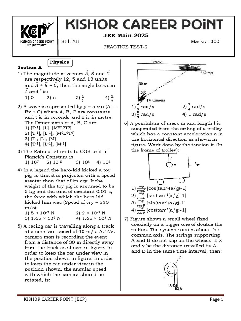 Pagade Sir's KCP JEE FST-2 | PDF | Electron | Wavelength