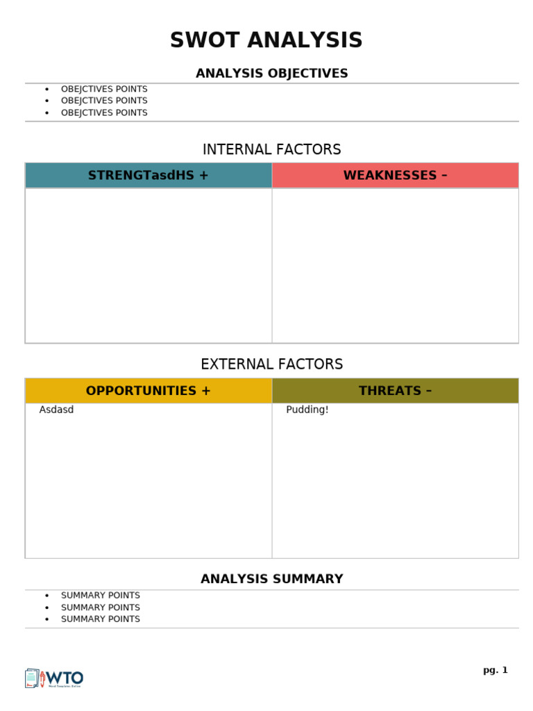 SWOT Analysis Framework Guide | PDF