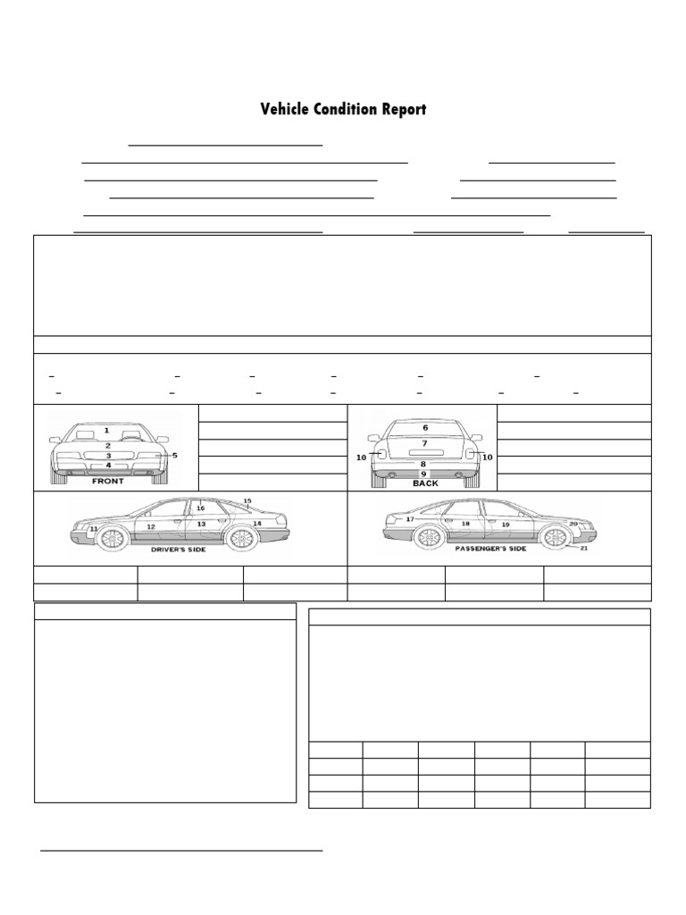 Vehicle Condition Report Template | PDF | Vehicles | Car
