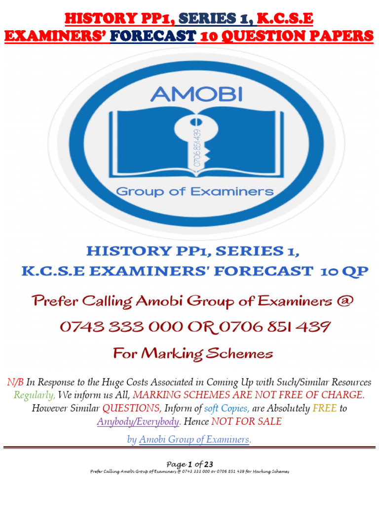 HIST PP1 S1 KEF 10-QP | PDF | Kenya | East Africa