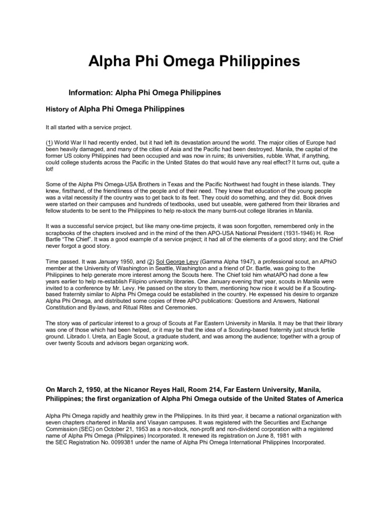 Alpha Phi Omega Philippines | PDF | Mindanao | Government