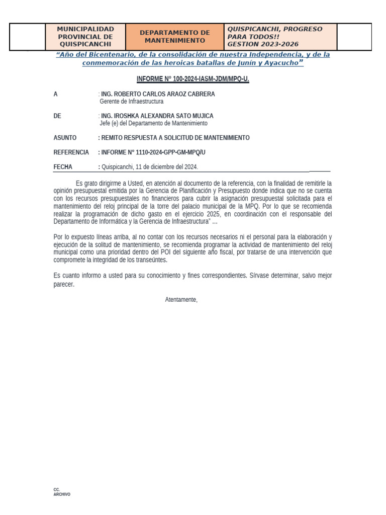 Informe #100 Ok | PDF