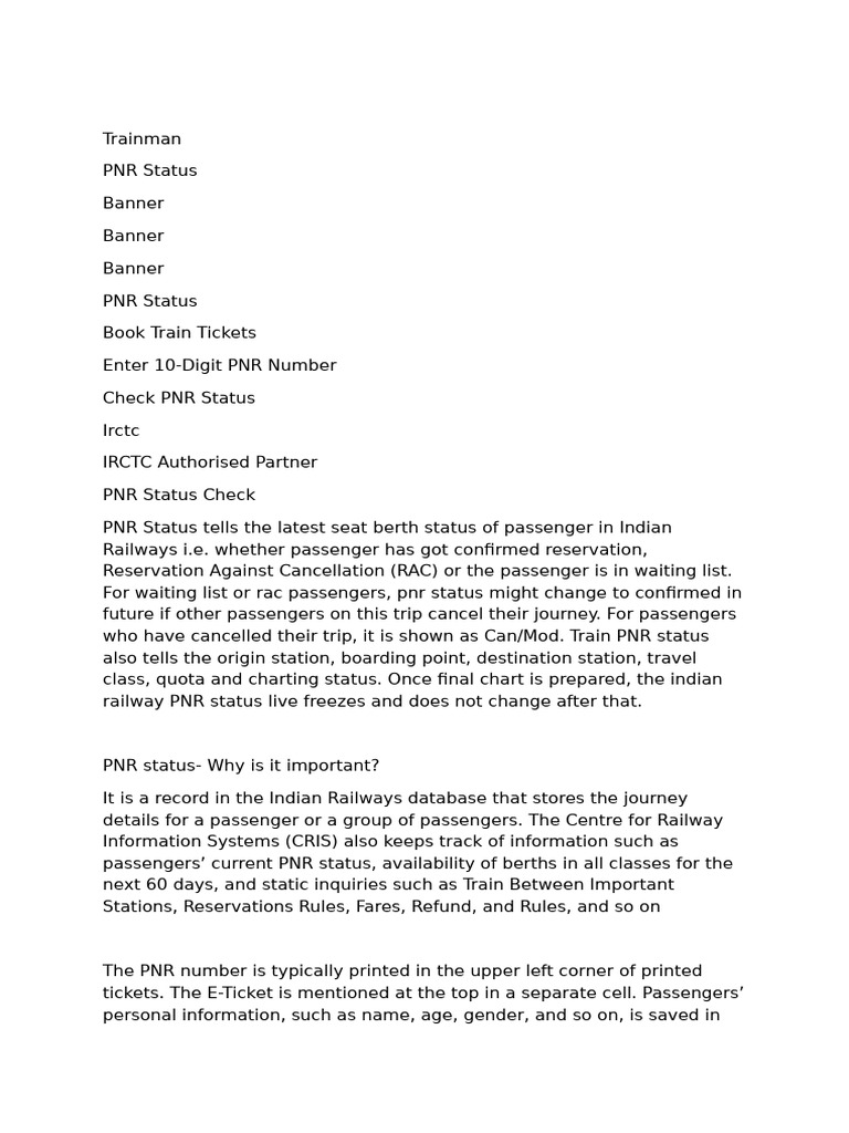 pnr check | PDF