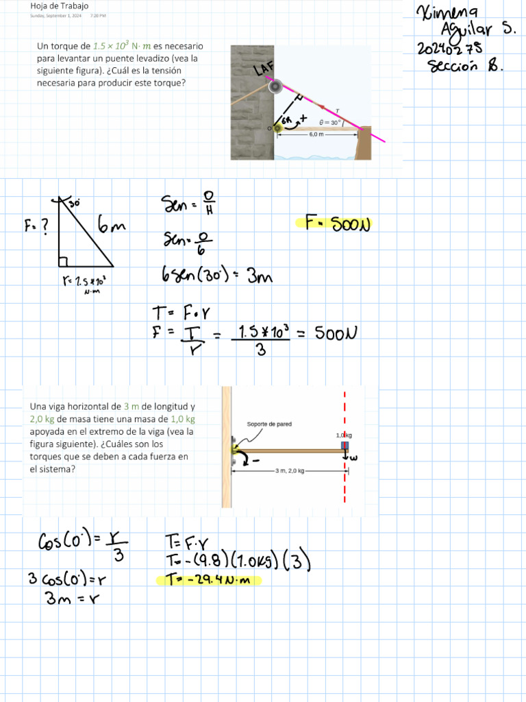 Hoja de trabajo torques | PDF