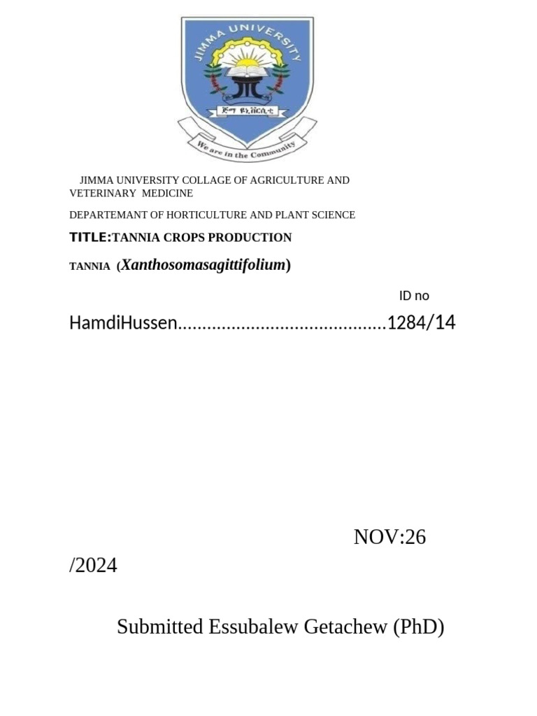 TANNIA CROPS HAMDI HUSSEIN(1) | PDF | Agriculture | Sustainable Agriculture