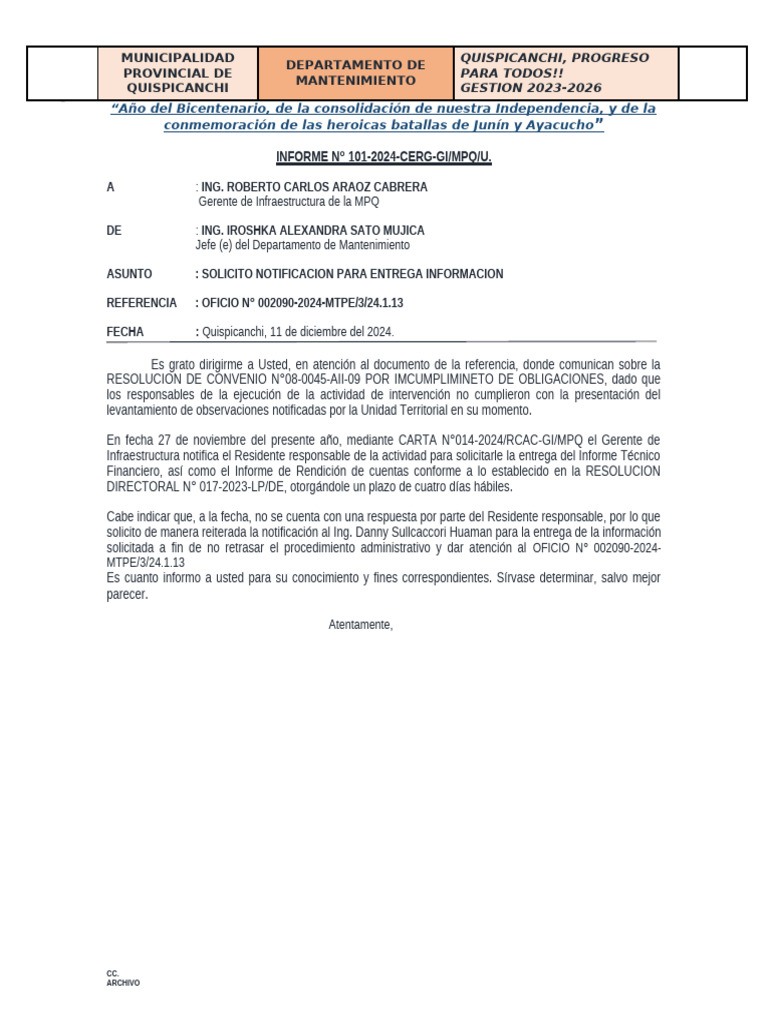 INFORME #101 Ok | PDF