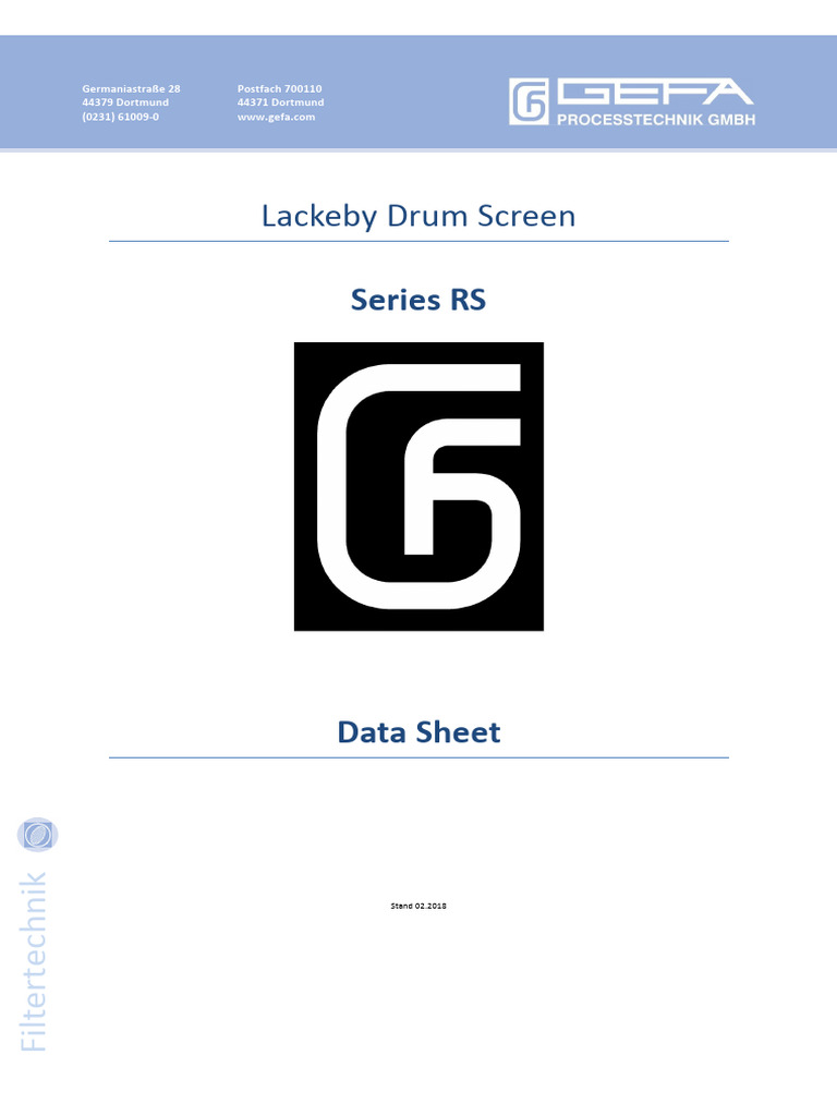 ENG RS Drum Screen Data Sheet | PDF | Mechanical Engineering