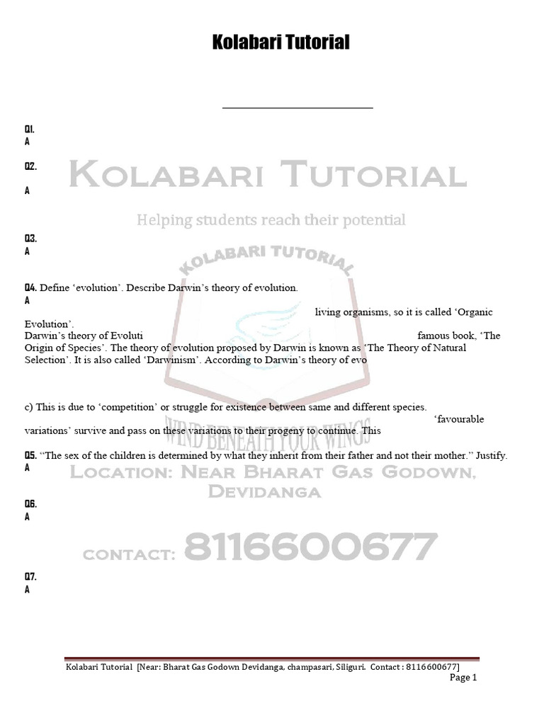 XKCS Ch9 Heredity and Evolution QA | PDF | Sex | Evolution