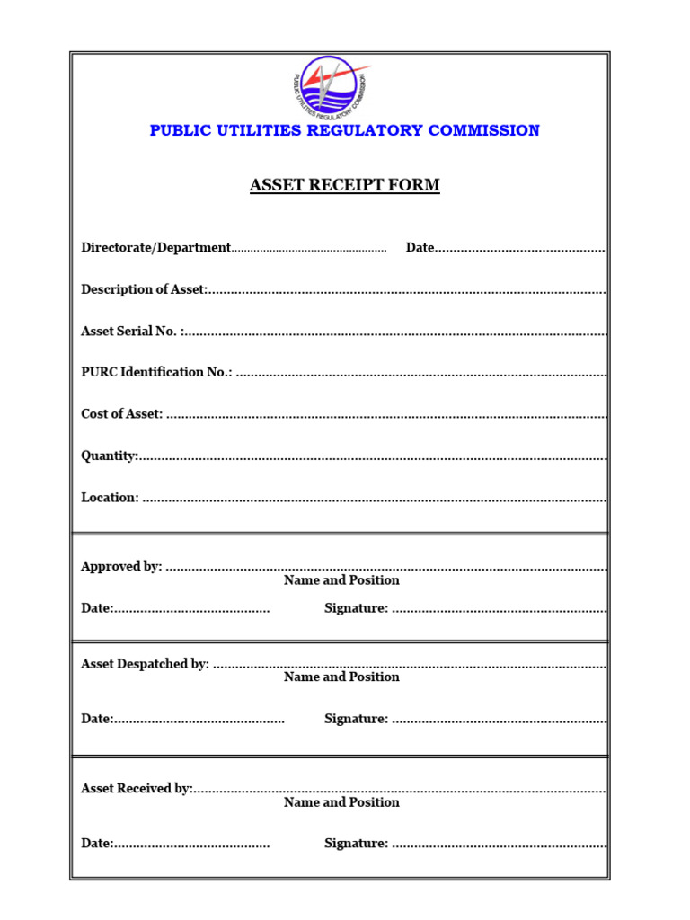 Asset Receipt Form Template | PDF