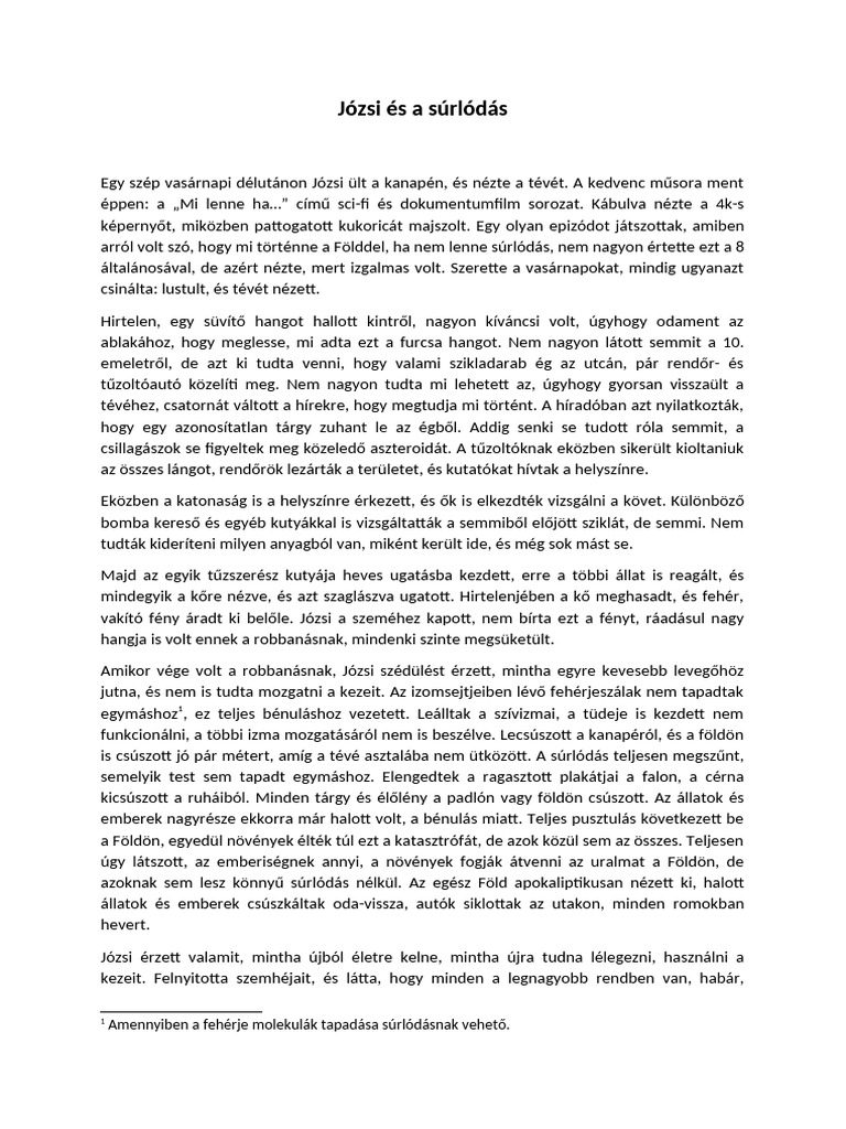 Józsi És A Súrlódás | PDF