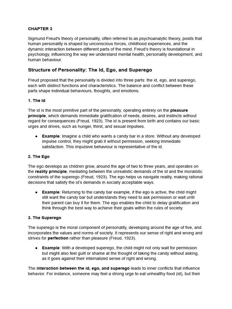 Personality Notes | PDF | Id | Unconscious Mind