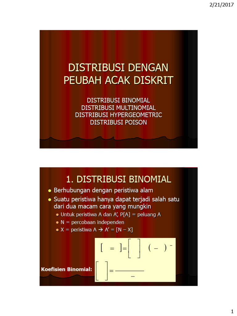 Distribusi Dengan Peubah Acak Diskrit | PDF
