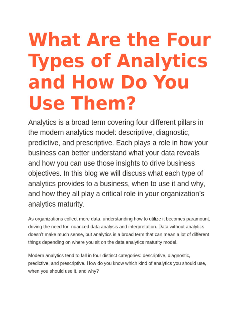 What Are the Four Types of Analytics and How Do You Use Them | PDF ...