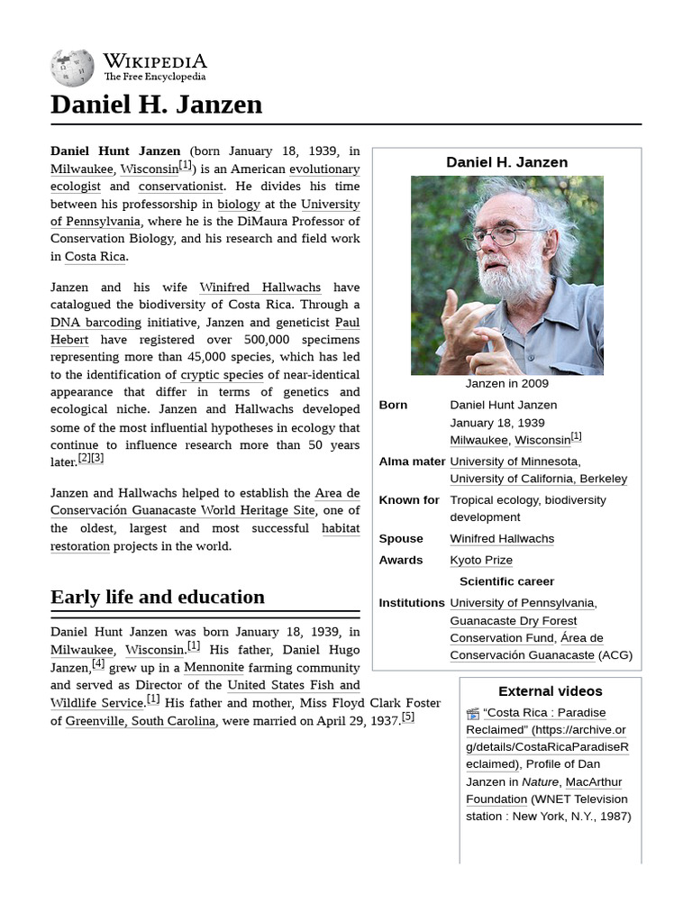 Daniel_H._Janzen | PDF | Ecology | Natural Environment