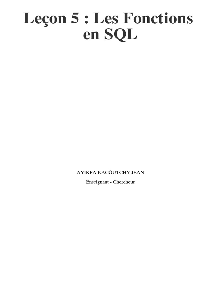 Fonctions SQL : Guide et Applications | PDF | Mathématiques